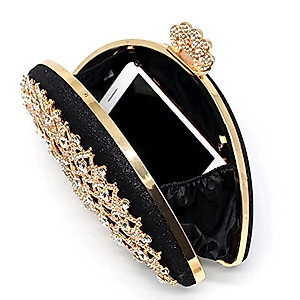 ZLXDP Women Evening Bag Golden Metal Crystal Evening Bag Clutch Handbag Ladies Wedding Bridal Party Bag