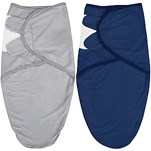Biloban Baby Swaddles 0-3 Months for Boy Girls, Baby Swaddle, Newborn Swaddle, Cotton Swaddle Blanket, Newborn Essentials, Grey & Navy, 2 Pack
