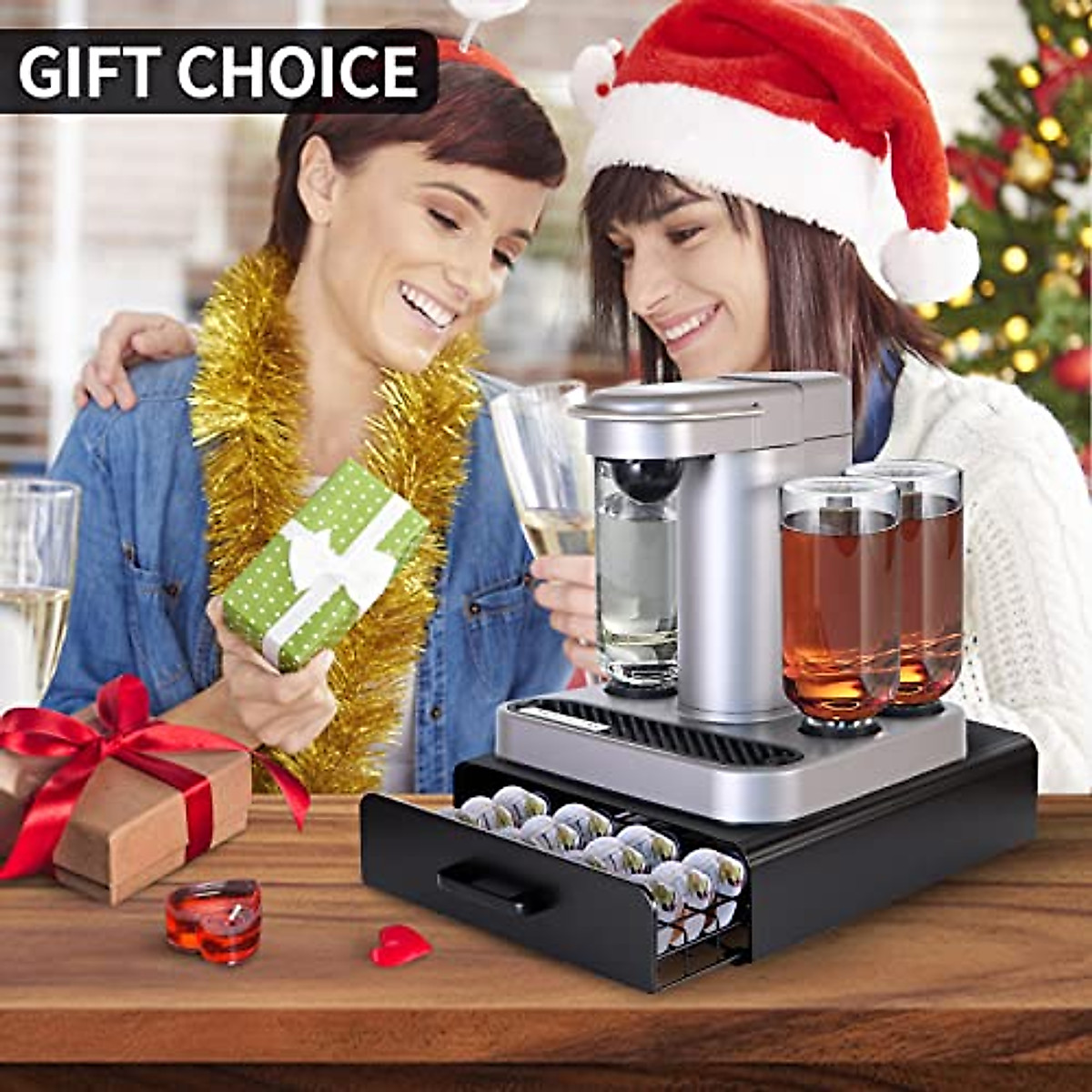 Premium Pod Holder for Bartesian Cocktail Capsules, Fits Under Bartesian Cocktail Machine & bev by BLACK+DECKER Cocktail Maker, Cocktail Capsule Drawer Counter Space Organizer (40 pods)