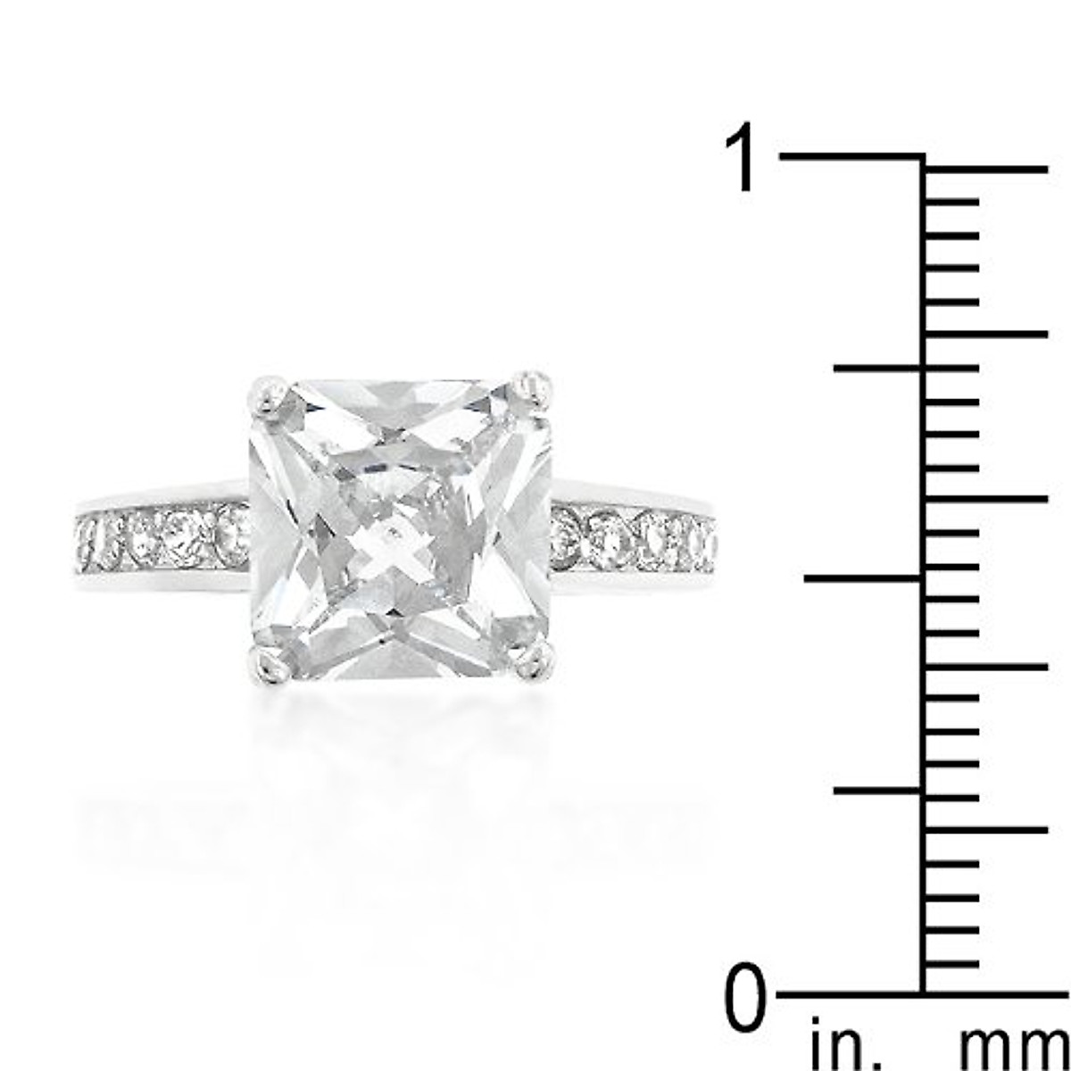 Kate Bissett Raised Pave Engagement Ring Featuring a 10mm Princess Cut Center Stone & 2mm Side Stones Size 10