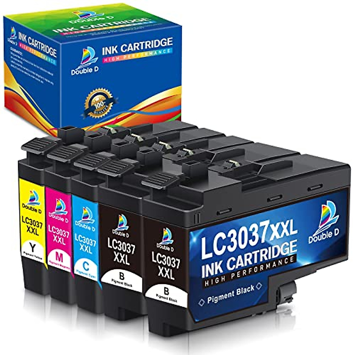 DOUBLE D LC3037 Ink Cartridges Compatible Replacement for Brother LC3037 LC3037XXL LC3039, High Yield use with MFC-J6945DW MFC-J5845DW XL MFC-J5945DW MFC-J6545DW XL (2BK/C/M/Y) 5 Pack