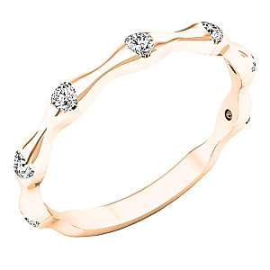 Dazzlingrock Collection 0.25 Carat (ctw) 14K Round Diamond Ladies Eternity Wedding Band Ring 1/4 CT, Rose Gold, Size 7