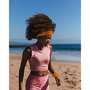 Suddora Sweatbands Set, Moisture Wicking 2 Wristbands and 1 Headband, Breathable Terry Cloth Athletic Bands for Basketball, Tennis, Yoga, Gym, Sweat Bands for Costumes and Cosplay, Neon Orange