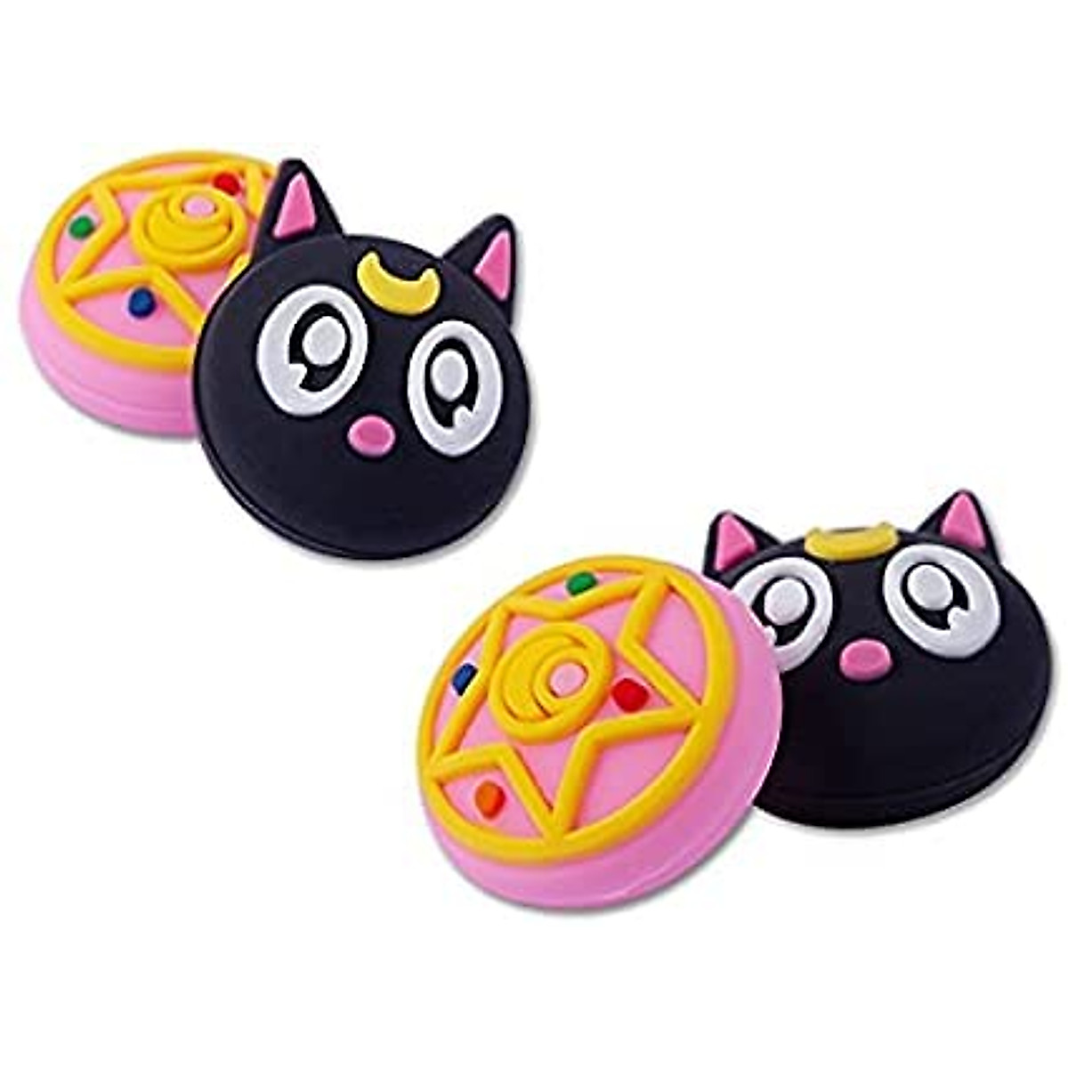PERFECTSIGHT 4 PCS Cute Thumb Grip Caps for PS5/PS4/Xbox One (Series X, S)/NS Switch Pro Controller, Anime Magic Moon Analog Stick Grips Thumbsticks, 3D Kawaii Silicone Joystick Button Covers (Luna)