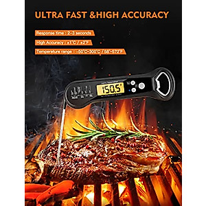 JOYHILL Meat Thermometer Digital for Cooking, Instant Read Meat Thermometer with Foldable Probe, Backlight, Calibration, Magnet, Waterproof Probe Food Thermometer for BBQ, Grill, Deep Frying, Kitchen
