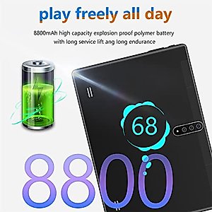 Septpenta 10.1in Tablet with Ten Core CPU Processor, 1920X1200 HD IPS Display, Dual Camera High Px 5Mp, Rear 13Mp, 2.4G 5G WiFi and 5.0 Bluetooth, 8800Mah for Android 11(USA)