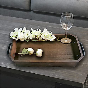 Serving Tray for Coffee Table Wood Decorative Tray with Handles for Eating Ottoman Wooden Food Large Breakfast Tea Couch Dinner Trays for Living Room