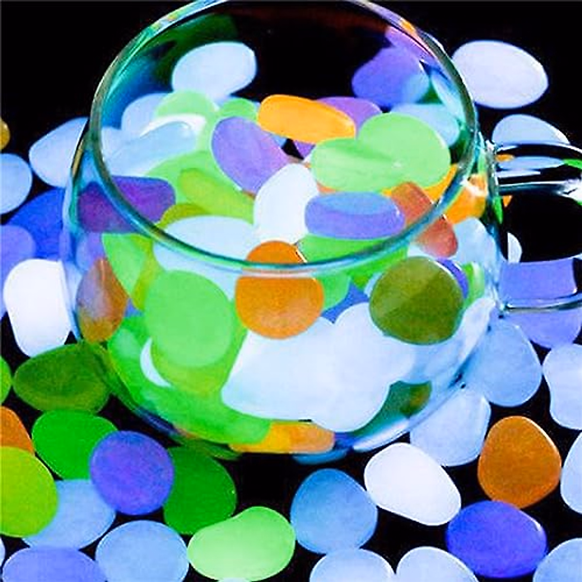 LNATOVI 120PCS Garden Glow Rocks - Outdoor Glow in The Dark Rocks - Luminous Stone for Lawn,Bonsai,Patio,Walkwa (Multi)