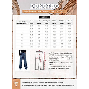 Dokotoo Womens Loose Casual High Waisted Baggy Jeans Stretch Boyfriend Straight Leg Denim Long Pants for Women Girls Sky Blue Size 10