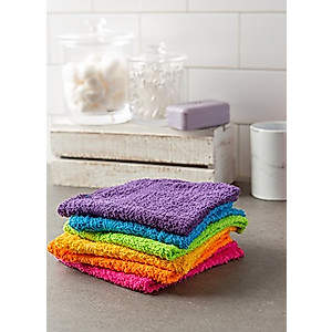 DII Basic Bulk Pack Cotton Washcloth Set, 12x12, Bright Rainbow, 24 Piece