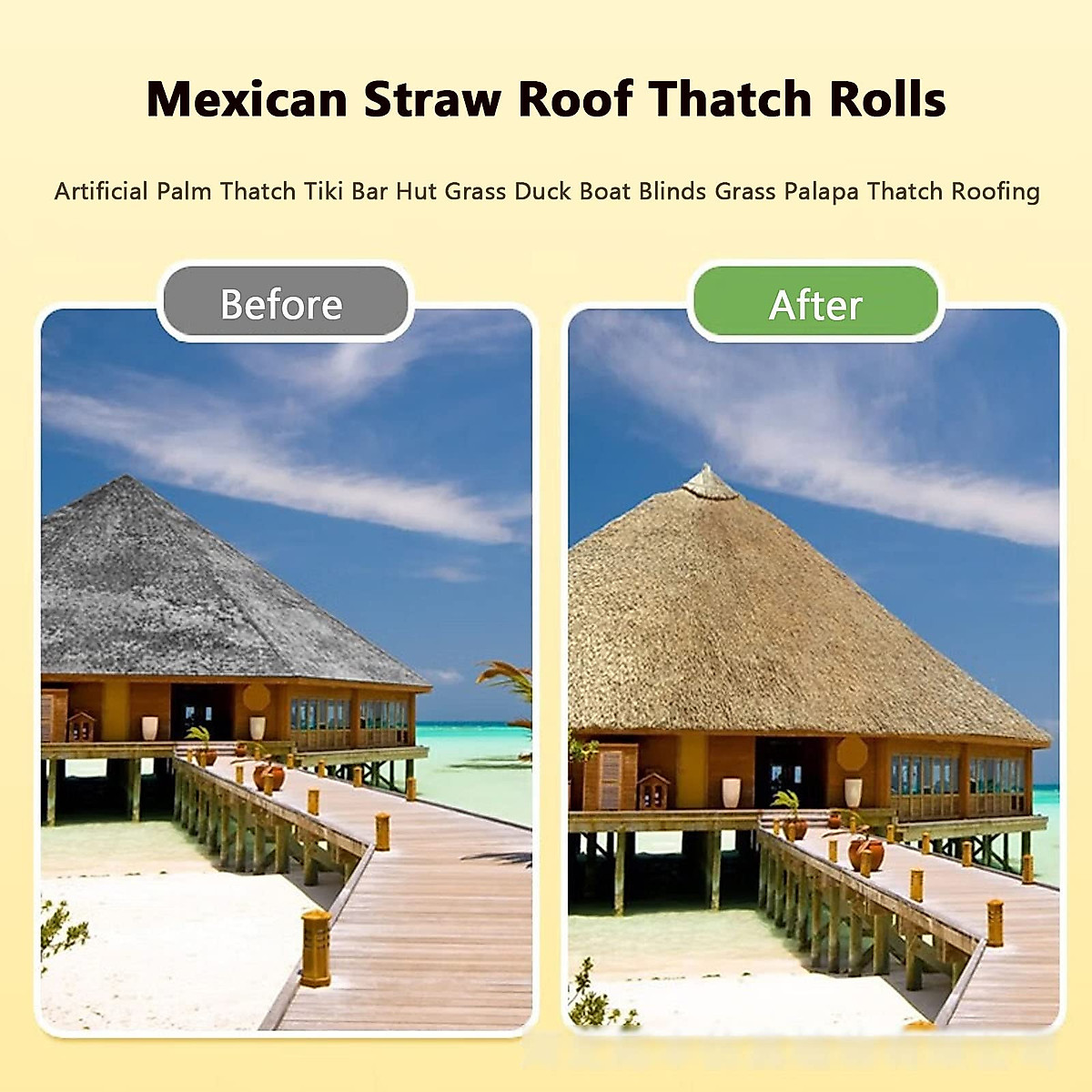 Mexican Straw Roof Thatch, Synthetic Thatch Roofing , Artificial Palm Thatch Rolls Duck Blind Grass Thatch Roofing for Tiki Bar Decorations, Palm Palapa Straw Thatch Roof for Fence Party ( Size : 39.4