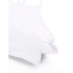 CRZ YOGA Butterluxe Womens High Neck Y Back Sports Bra - Padded Halter Racerback Spaghetti Thin Strap Workout Gym Top White Medium