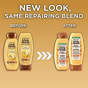 Garnier Whole Blends Honey Treasures Repairing Shampoo and Conditioner, For Dry, Damaged Hair, 22 Fl Oz Ea, 1 Kit (Packaging May Vary)