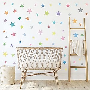 Supzone 165Pcs Colorful Star Wall Stickers Boho Star Wall Decals Rainbow Colors Star DIY Vinyl Wall Art Sticker for Kids Baby Nursery Bedroom Playroom Living Room Kindergarten Wall Decor
