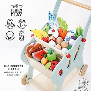 Le Toy Van - Educational Wooden Toy Role Play Grocery Store Shopping Trolley | Boys Or Girls Pretend Play Supermarket Playset - for Ages 3+