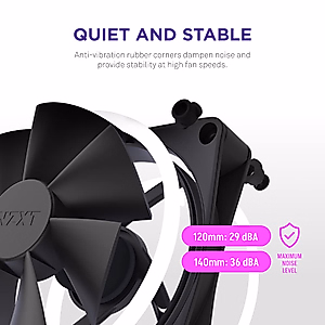NZXT F140 RGB Duo - 140mm Dual-Sided RGB Fan – 20 Individually Addressable LED – Balanced Airflow and Static Pressure – Fluid Dynamic Bearing – PWM Control – Anti-Vibration Rubber Corners – Black