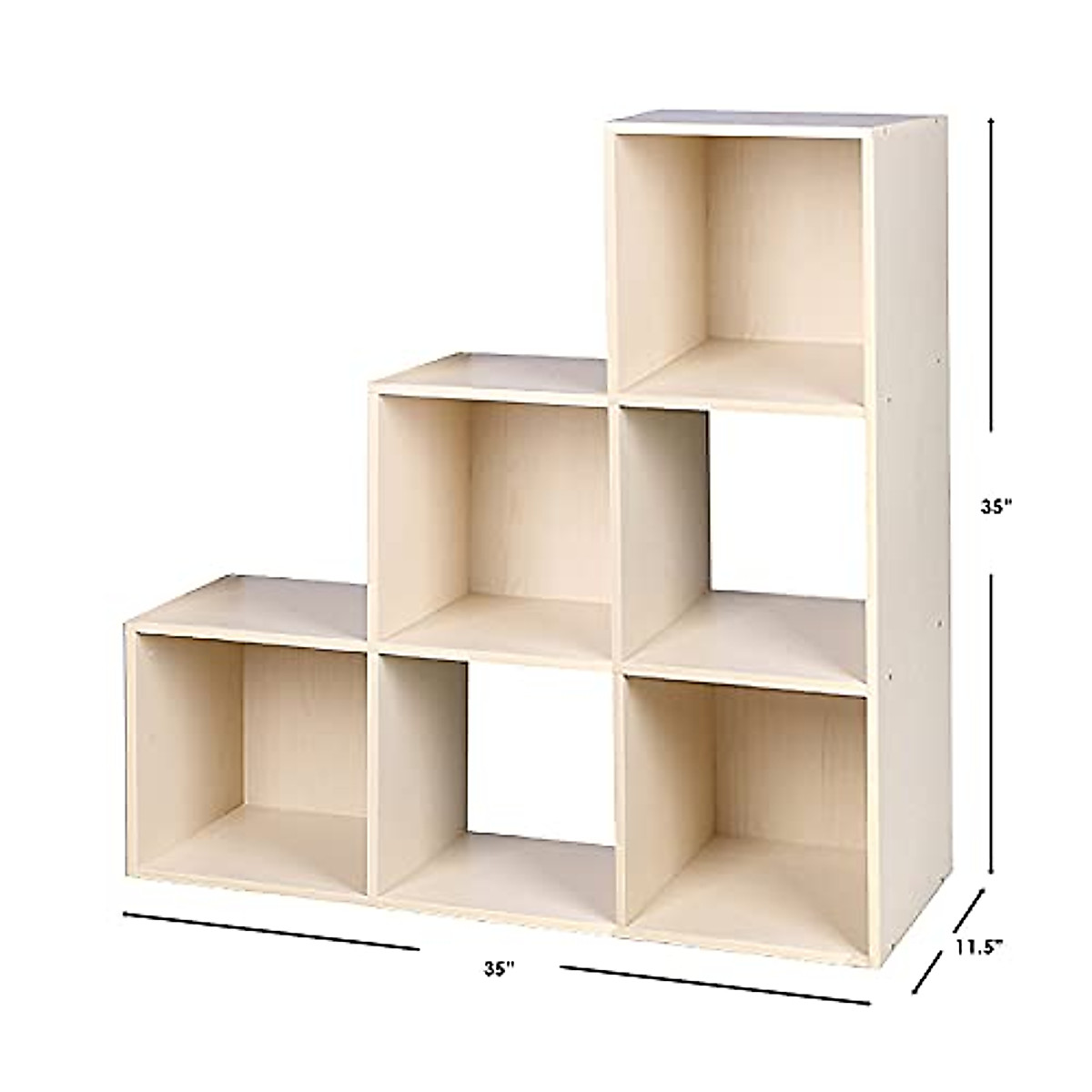 Home Basics Open and Enclosed Cube MDF Storage Organizer, Oak (6-Cube Tiered)