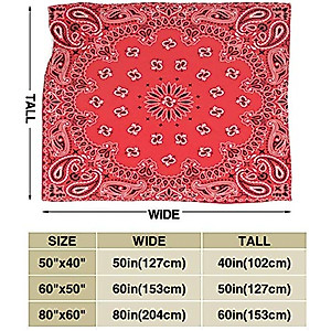 Bandana Colorful Red Paisly Fleece Throw Blanket Warm Super Soft Cozy Fuzzy Blanket Lightweight for Couch,Sofa,Bed All Season…