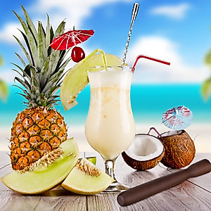 Wooden Cocktail Muddler Drinks Muddler Bar Muddler and 12 Inches Spiral Mixing Spoon Stainless Steel Shaker Spiral Spoon for Making Cocktails Drinks Juice (Brown)