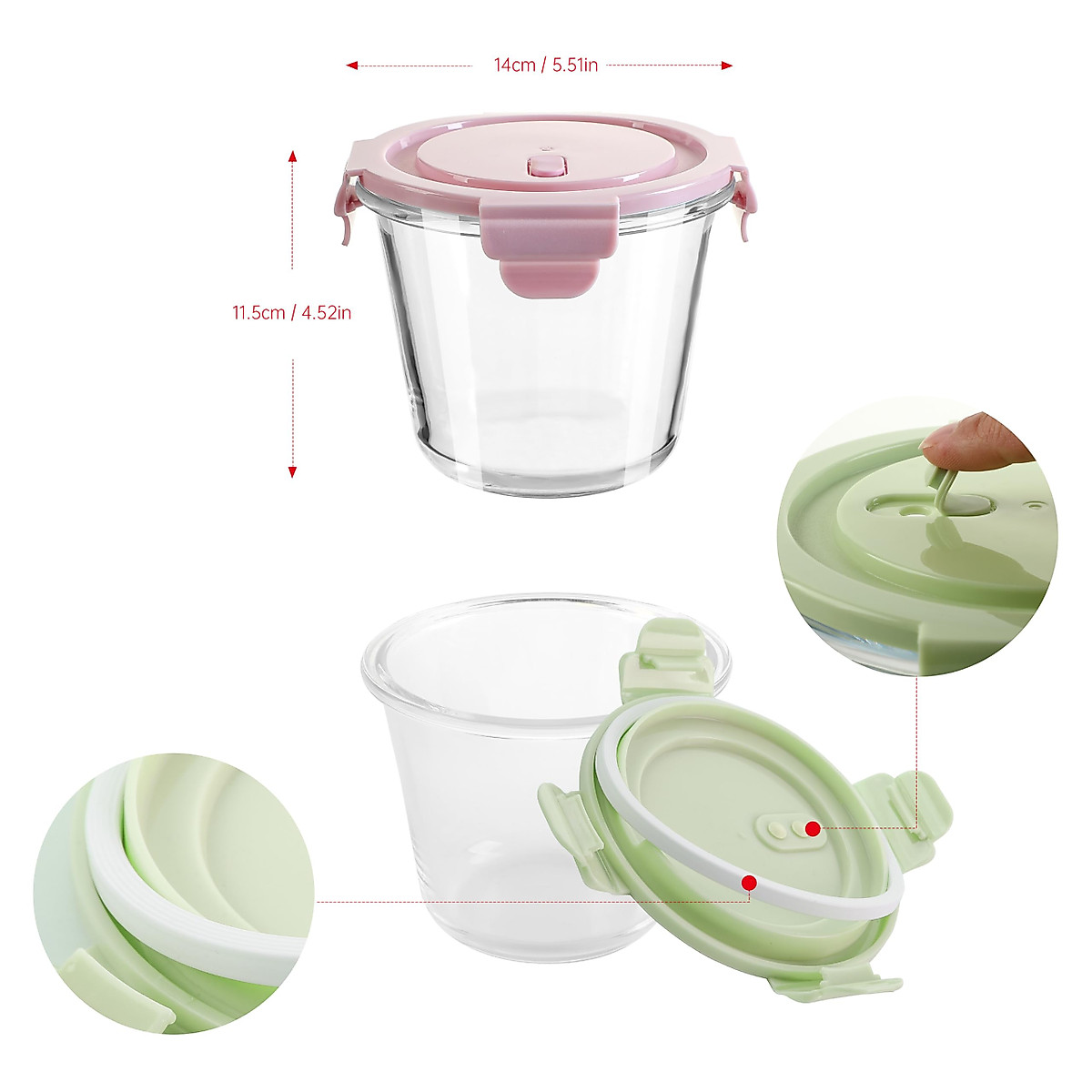 GREATLINK Glass Food Storage Containers with Lids - Glass Meal Prep Containers Reusable, Airtight Food Storage Containers Kitchen Pantry with Lids for Lunch, Bpa Free & Leak Proof