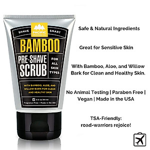 Pacific Shaving Company Bamboo Pre-Shave Scrub - With Bamboo, Aloe & Willow Bark,Exfoliates,Soothes & Moisturizes Skin,Helps Control Blemishes,Fragrance-Free,All Skin Types,Made in USA, 3 oz (3 Pack)