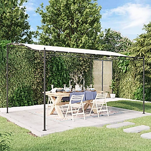 Canopy Cream,Backyard Gazebo,Hardtop Gazebo,Outdoor Gazebo, Garden Gazebo,Camping Gazebo,3 Middle Bars on Top Roof,for Barbeque, Deck,Garden Party,Markets,13.1'x9.8' 0.6 oz/ft² Fabric and Steel