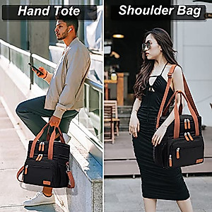 Weitars Lunch Bag For Women Men-Dual Compartment Large Lunch Box For Men Adult Lunch Box For Nurse Office Working Picnic Hiking (15L, Black/kahki)