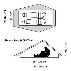 Six Moon Designs Ultralight Gray Haven Tarp and Haven NetTent Bundle - Includes, 2 Person, 18 oz. Haven Tarp and 16 oz. 2 Person Haven NetTent