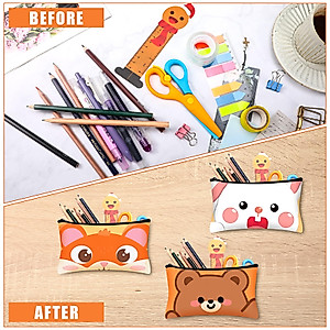 Hosuly 24 Pcs Bulk Cartoon Zipper Pencil Case Pouch Cute Cartoon Animal Pen Bag Multicolored Cat Bear Shark Bunny Canvas Pencil Pouch Organizer for Boy Girl Stationary Storage School