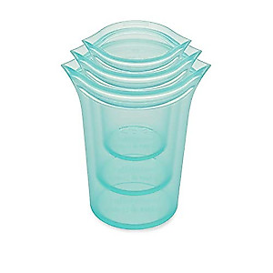 Zip Top Reusable Food Storage Bags | 3 Cup Set [Teal] | Silicone Meal Prep Container | Microwave, Dishwasher and Freezer Safe | Made in the USA