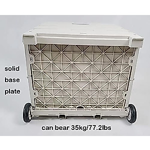 Folding Shopping Trolley Cart, Handle Trolley Cart, Utility Trolley Box, Cart Foldable Rolling Pull Cart Collapsible Utility Cart with Lid and Telescopic Handle 35L/50L Storage Crate with Wheels