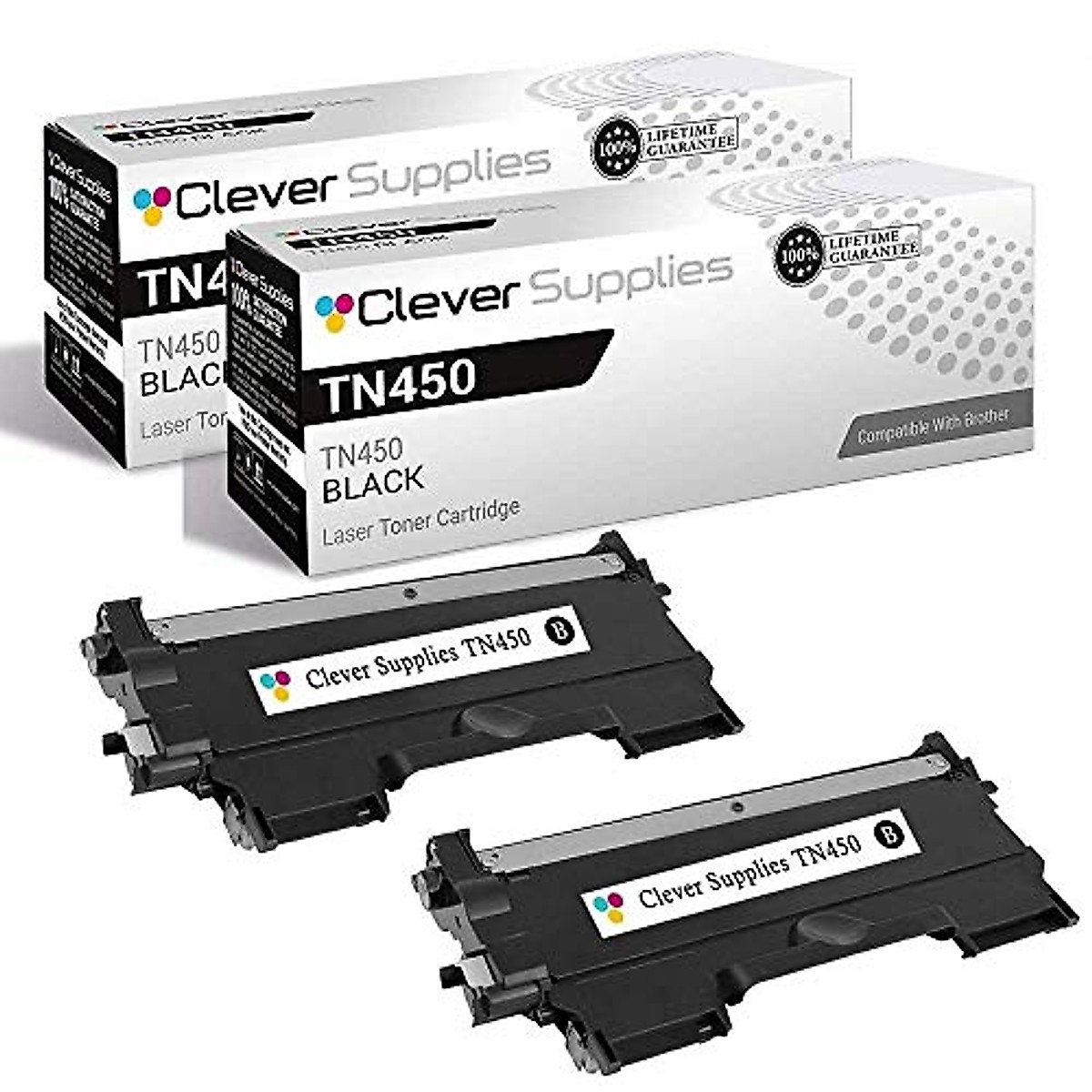 CS Compatible Toner Cartridge Replacement for Brother TN450 TN-450 2 Black DCP-2240D 2270DW 7057 7060D 7065DN 7070DW HL-2132 2135W 2230D 2240D 2242D 2250DN 2270DW 2 Pack