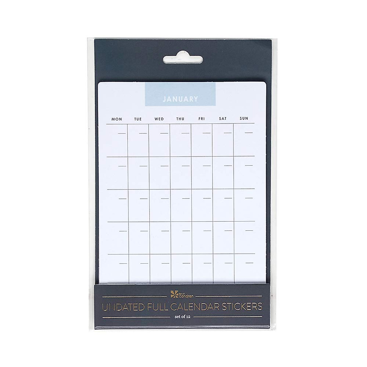 Erin Condren Designer Desk Accessories - Focused Customizable Calendar Stickers. 12 Non-Dated Adhesive Calendars, Measures 6.3" x 4.3 Each. Open-Dated Monthly Planning Stickers
