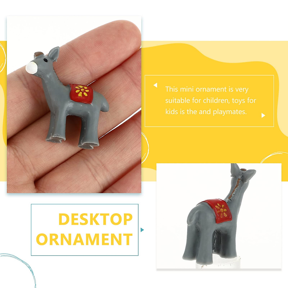 YARNOW 5pcs Resin Donkey Statue Cake Topper Figurines Micro Landscape Fairy Garden Animal Decoration Home Office Table Centerpiece