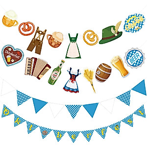 Hotop 4 Pieces Oktoberfest Decorations Flag Banner Oktoberfest Garland Set Bavarian Flag Bavarian Pennant Banner for Oktoberfest Party Supplies Bavarian Themed Party Favors Backdrop Booth Photo Prop