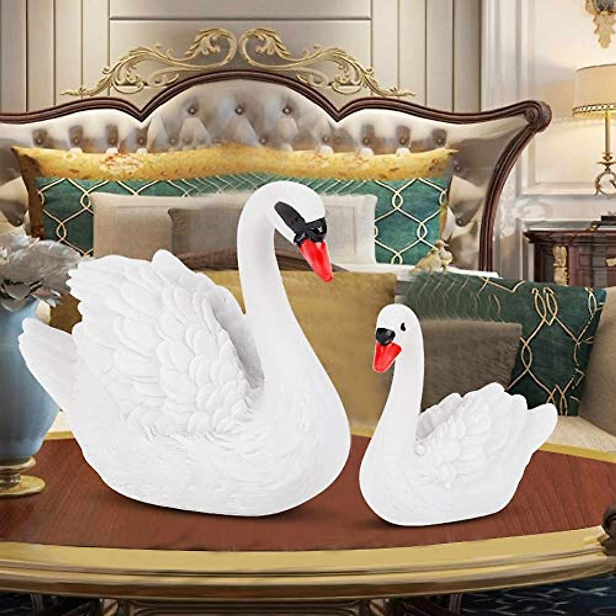 Dancal 2 PCS Swan-Shape Garden Statue Outdoor Sculpture Lawn Garden Scene Decor