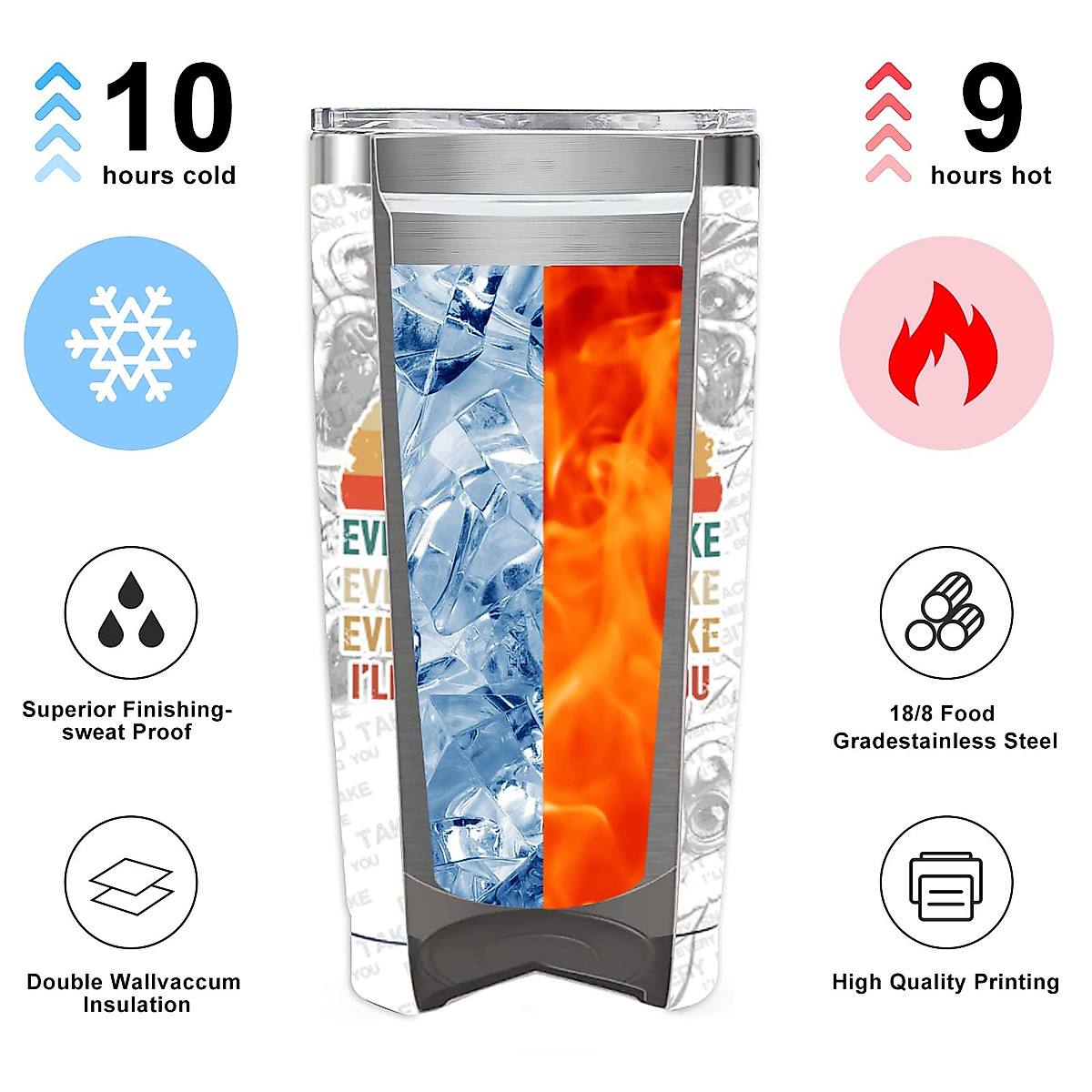 TkinTall Pug Gift for Pug Lovers - Pug Tumbler, Dog Cup with Lid, Pug Dad/Mom Gifts, Pug Stuff, Pug Decor 20 Oz Stainless Steel Insulated Bottle Coffee Mug