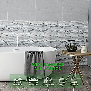 LONGKING 10-Sheet Self-Adhesive Peel and Stick Backsplash for Kitchen, Vinyl Decorative Tiles (Light Gray)