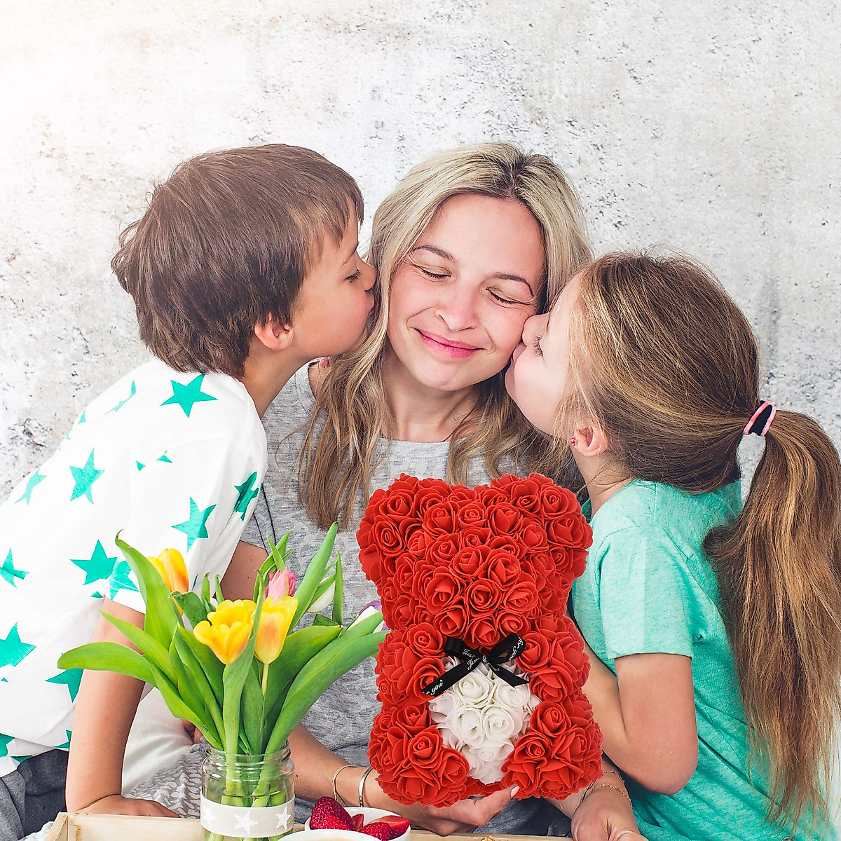YWBG Rose Bear Gifts for Women, Mothers Day Rose Teddy Bear Gifts for Women Mom, Artificial Flower Teddy Bear Valentines Day Gifts for Girlfriend Wife Her, Birthday Gifts for Mom Women Sister