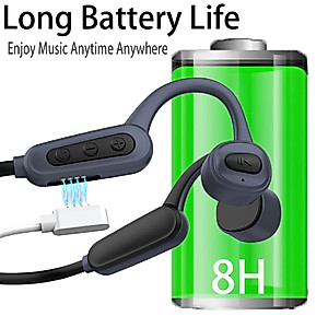 Bone Conduction Headphones Waterproof Headphones for Swimming - Bluetooth MP3 Player Wireless IPX8 Sport Earphones Open Ear 16GB with Mic Noise Cancelling for Running Diving Underwater Gym Spa