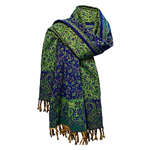 LUXURY BLUE GREEN FLORAL HANDMADE BLACK BEIGE FASHION Scarf Yak Wool comfortable soft scarf Shawl Blanket stole unisex Travel Wrap Meditation Soft gift for her