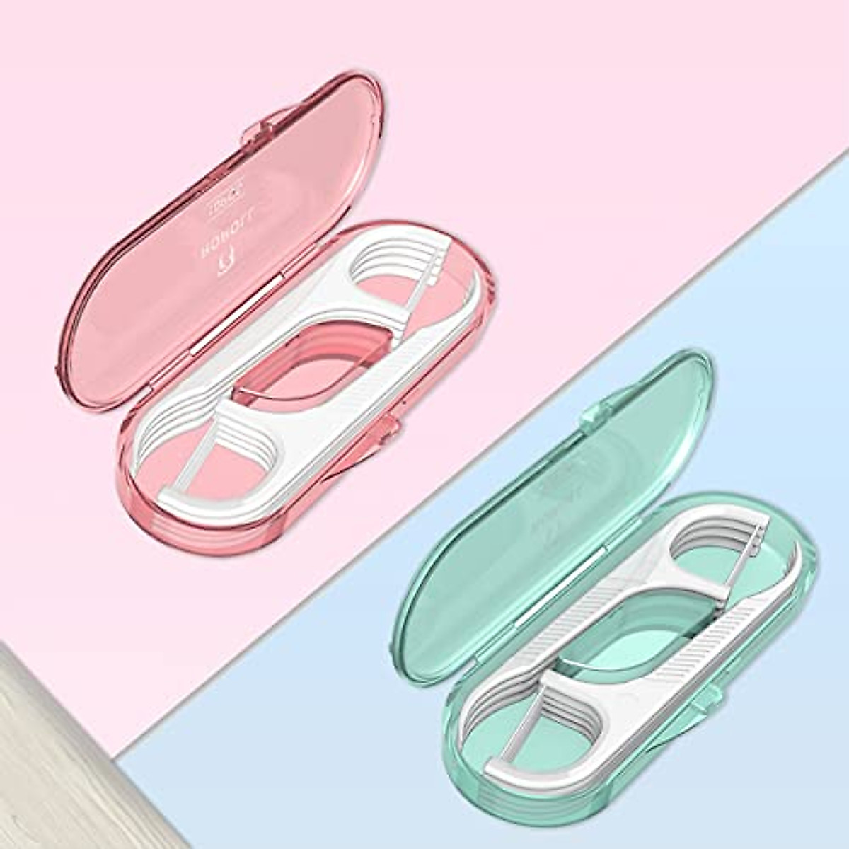 Dental Floss Picks-Floss Dispenser Portable Storage Box Flossers for Adults,More Hygienic,Total 308 Count(White),Floss Pick Holder,with Refill and Floss Travel Case