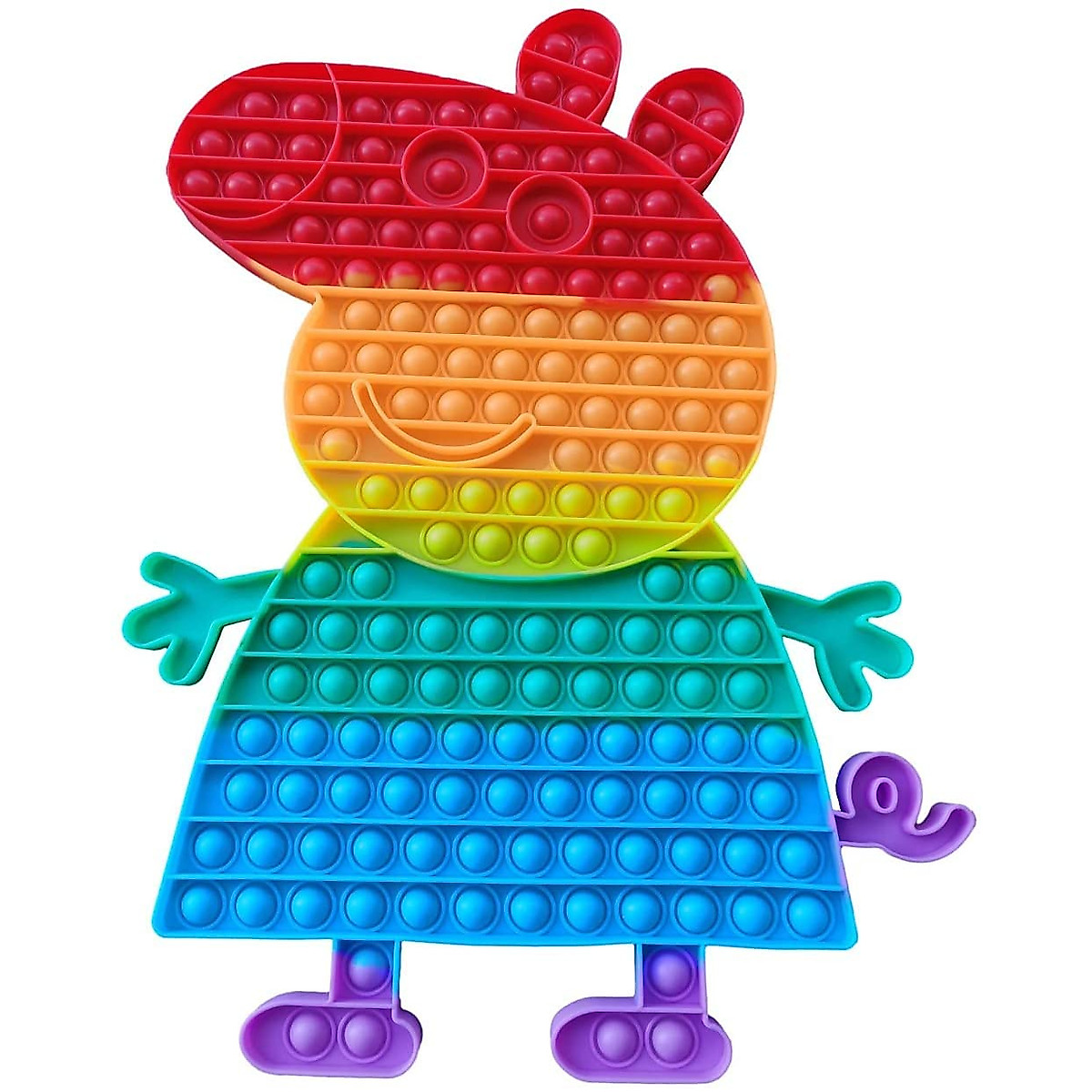 Ravel Jumbo Pig Giant Pop Fidget Toys Bubble It Huge Mega Large Biggest Popitsfidgets Sensory Toy Poppers Pops Its It's Figit Anxiety Stress Relief Autism Push, Rainbow Gift Cute Bubbles
