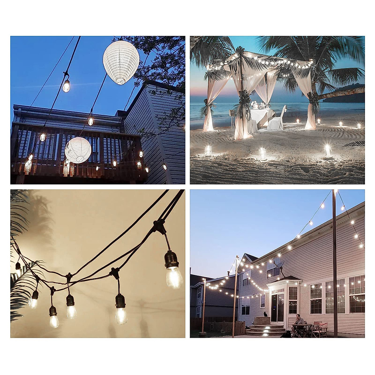 Jslinter S14 5000K Daylight Outdoor String Lights Bulbs Replacement, Shatterproof & Waterproof, 1 Watt LED 11W Equivalent, E26 Base Non-dimmable, Edison Vintage Style for Patio Garden, 24-Pack