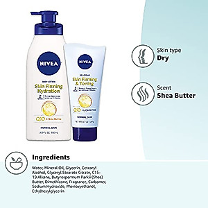 NIVEA Skin Firming Body Lotion Variety Pack with 16.9 Fl Oz Hydrating Body Lotion and 6.7 Oz Skin Firming Gel Cream