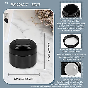 12 Pack 1oz Black Matte Glass Jars,Empty Round Storage Travel Containers with Black Dome Lid & Inner Liners,Refillable Cosmetic Vials for Ointments,Creams,Salve, Lotion-12 Spatulas
