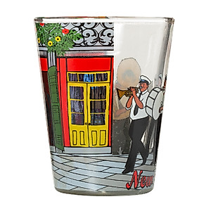 Artisan Owl New Orleans Jazz Brass Band Full Wrap Souvenir Shot Glass