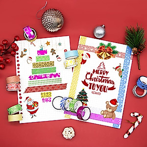 MPOPUUL Glitter Washi Tape Set 60 Rolls, Washi Masking Decorative Tapes for Journaling DIY Decor Planners Scrapbooking Adhesive School/Party Supplies