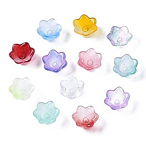DanLingJewelry 100pcs Random Crystal Glass Bell Flower Beads Spray Painted Glass Beads Bell Flower Spacer Beads for Jewelry Making