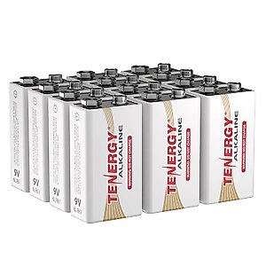 Tenergy 6LR61 9V Alkaline Battery, Non-Rechargeable Battery for Smoke Alarms, Guitar Pickups, Microphones and More, 12 Pack